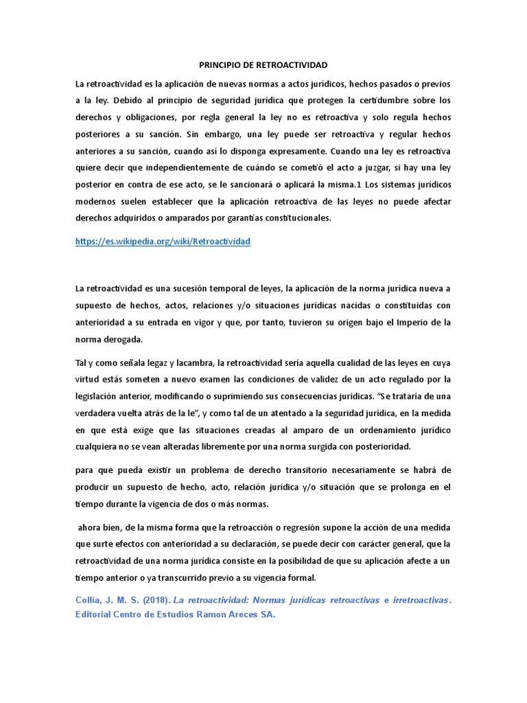 PRINCIPIO DE RETROACTIVIDAD Y IRRE. | PDF