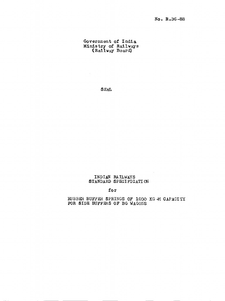Rubber Buffer Springs For Wagon Stock - Spec - IRS-R36-1988 | PDF