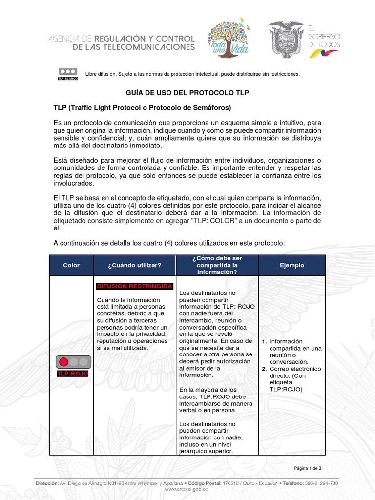 Guia de Uso Del Protocolo TLP | PDF