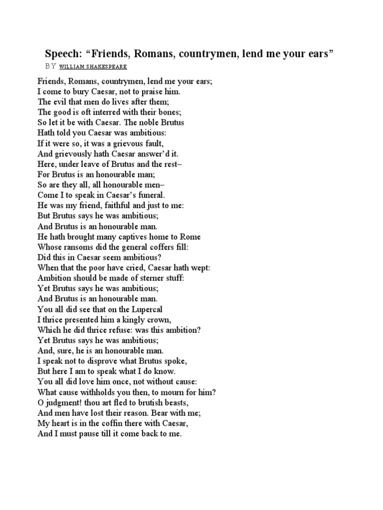 Brutus' Speech: A Rhetorical Analysis | PDF
