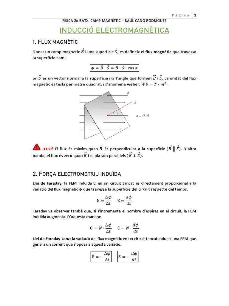 Apunts - Física - Inducció Electromagnètica - Pau | PDF