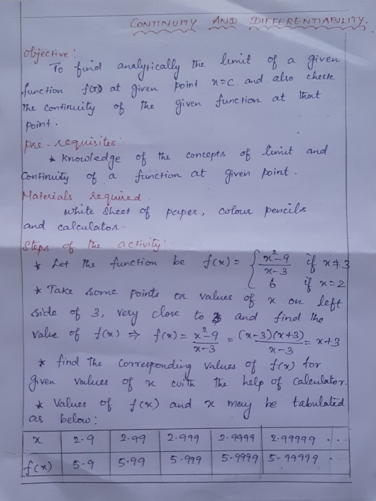 Activity-3 (Continuity and Differentiability) | PDF