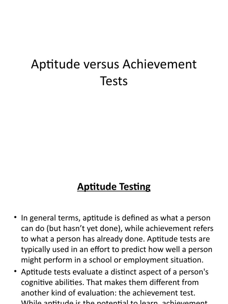 Aptitude Versus Achievement Tests | PDF | Sat | Act (Test) Aptitude Versus Achievement Tests | PDF | Sat | Act (Test)