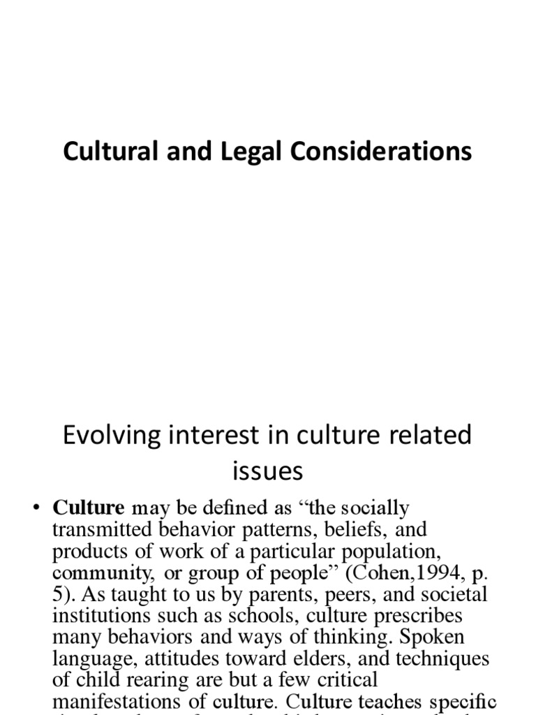 Cultural and Legal Considerations | Download Free PDF | Psychology ...