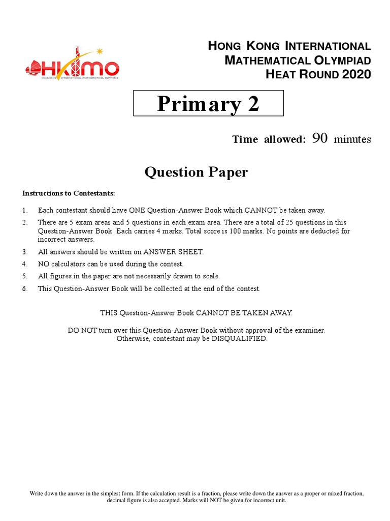 HKIMO 2020 Heat P2 | PDF | Numbers | Mathematical Concepts