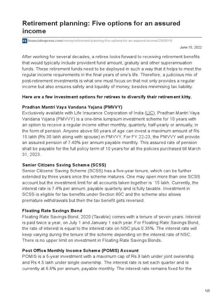 financialexpress.com-Retirement planning Five options for an assured ...