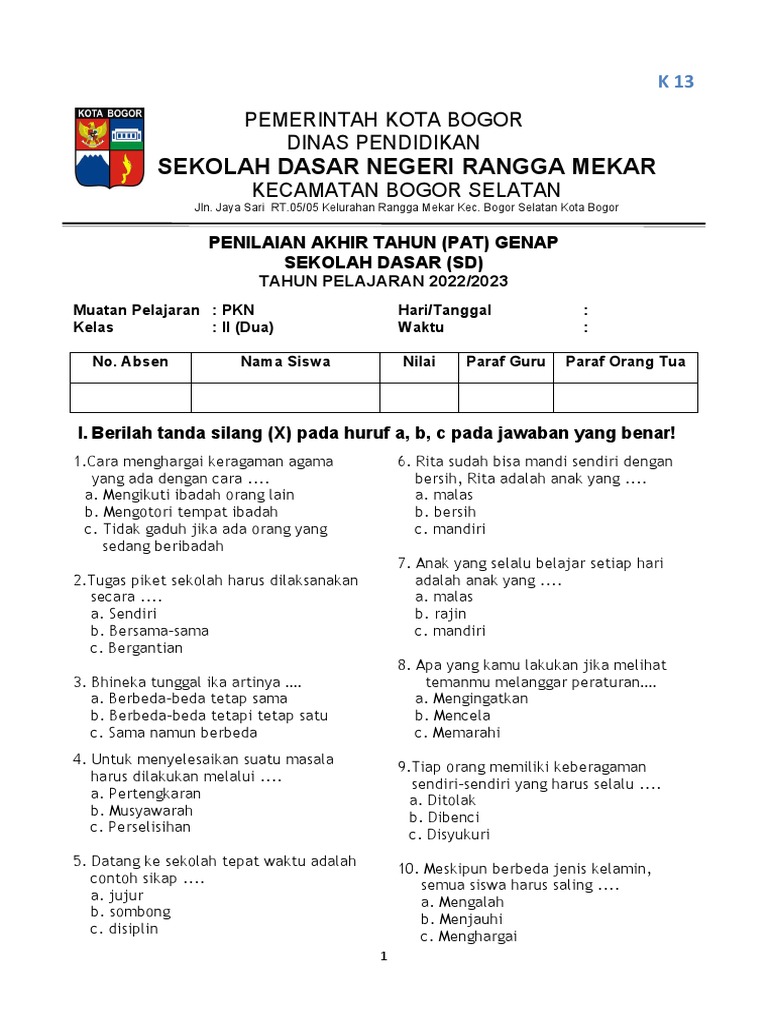soal ujian sumatif sd | PDF