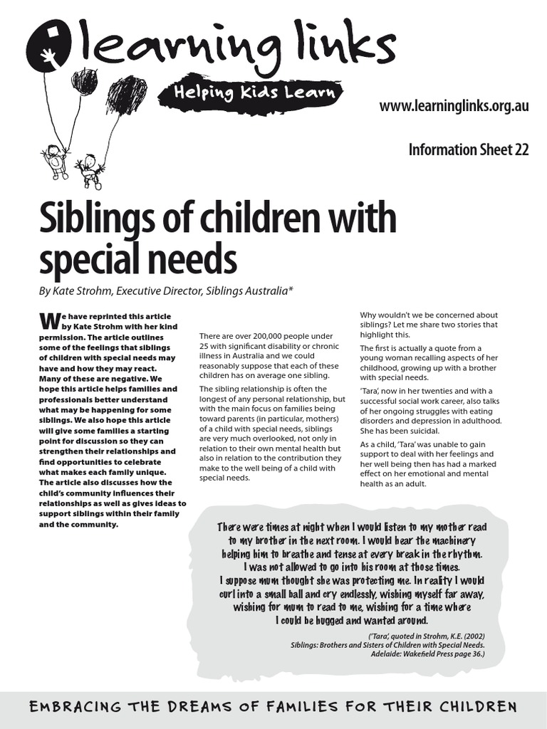 Siblings of Children With Special Needs | PDF