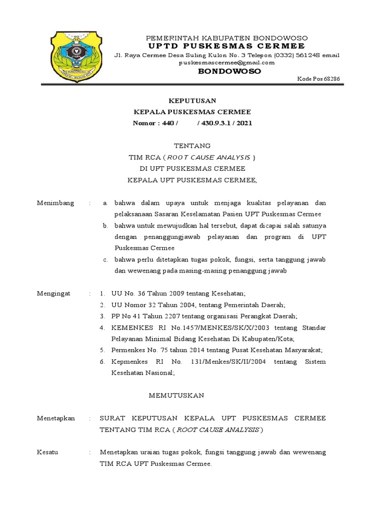 Tim RCA UPT Puskesmas Cermee 2021 | PDF