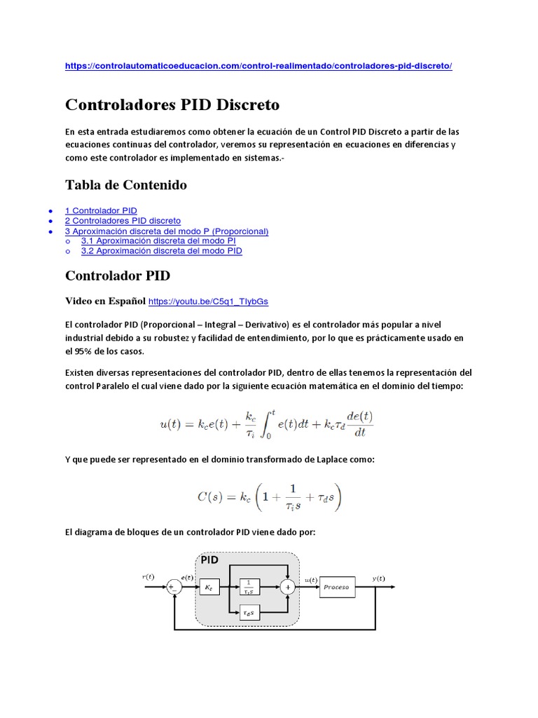 Controladores PID Discretos-0 | PDF | Matemáticas | Ingenieria Eléctrica