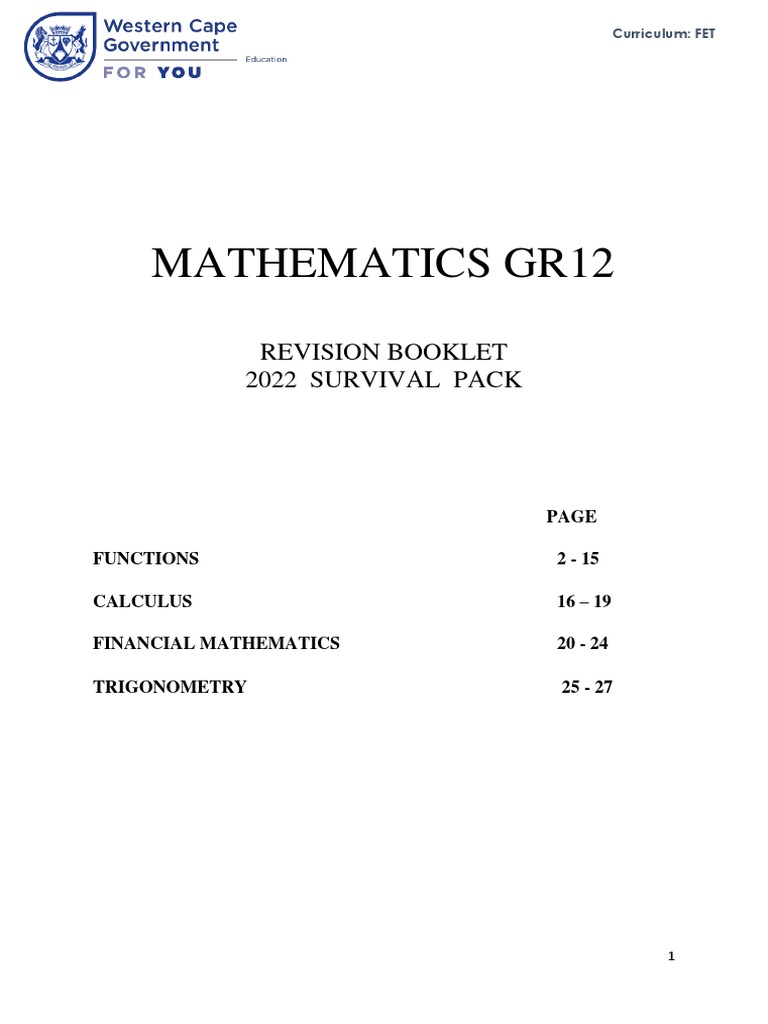 Mathematics Survival Kit 1 | PDF