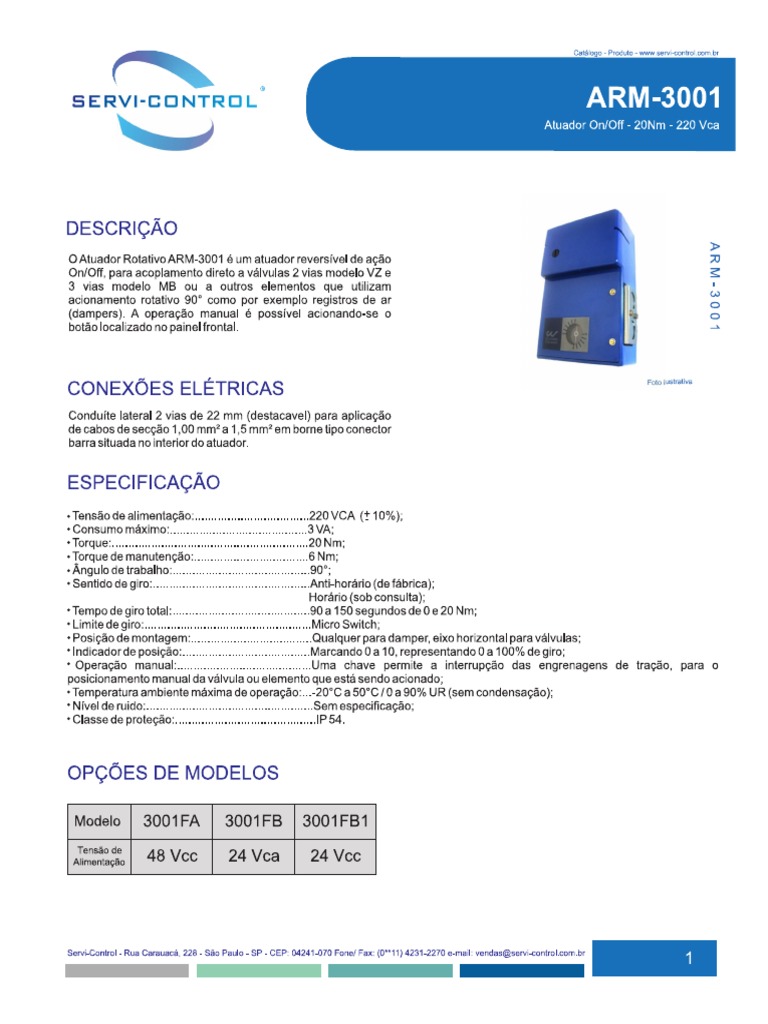Servomotor Cibracon Arm-3001 | PDF