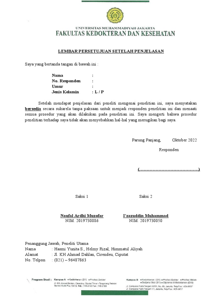 Surat Persetujuan Responden | PDF