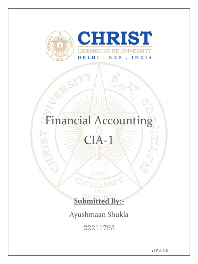 CIA-1 Financial Accounting | PDF | Balance Sheet | Income Statement