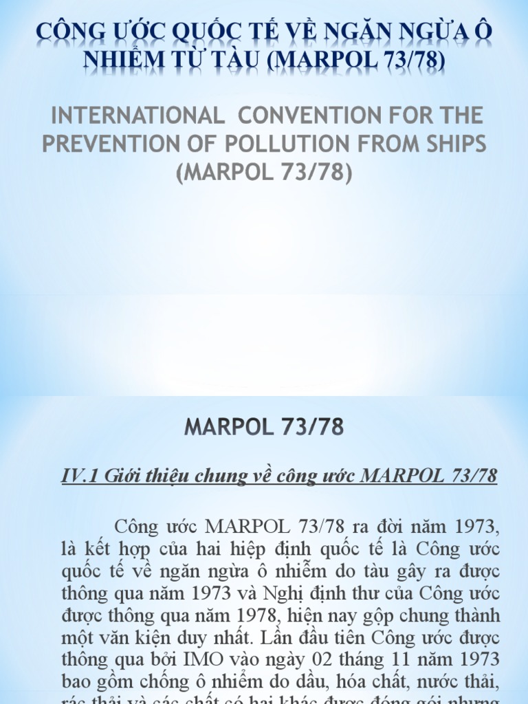 MARPOL 73-78 | PDF