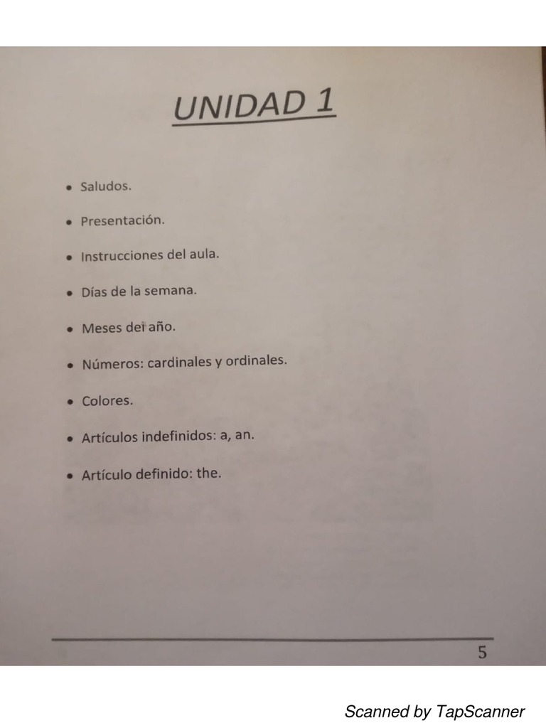 Unidad 1 y 2 Inglés | PDF