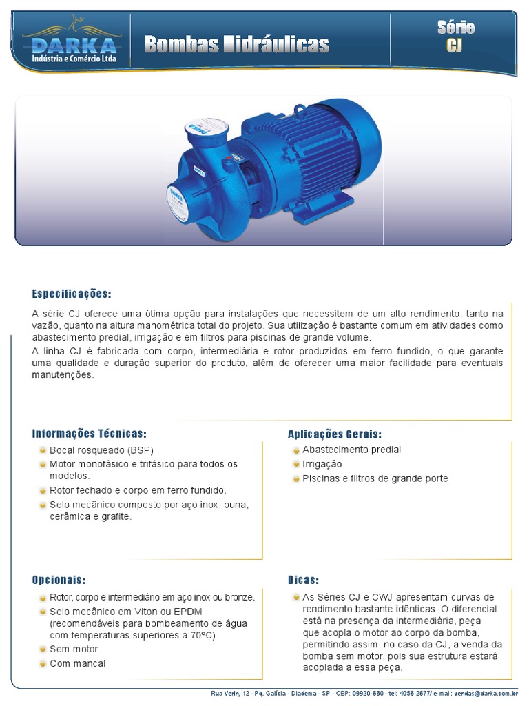 Ficha Bomba Darka_cj | PDF | Motores | Parafuso