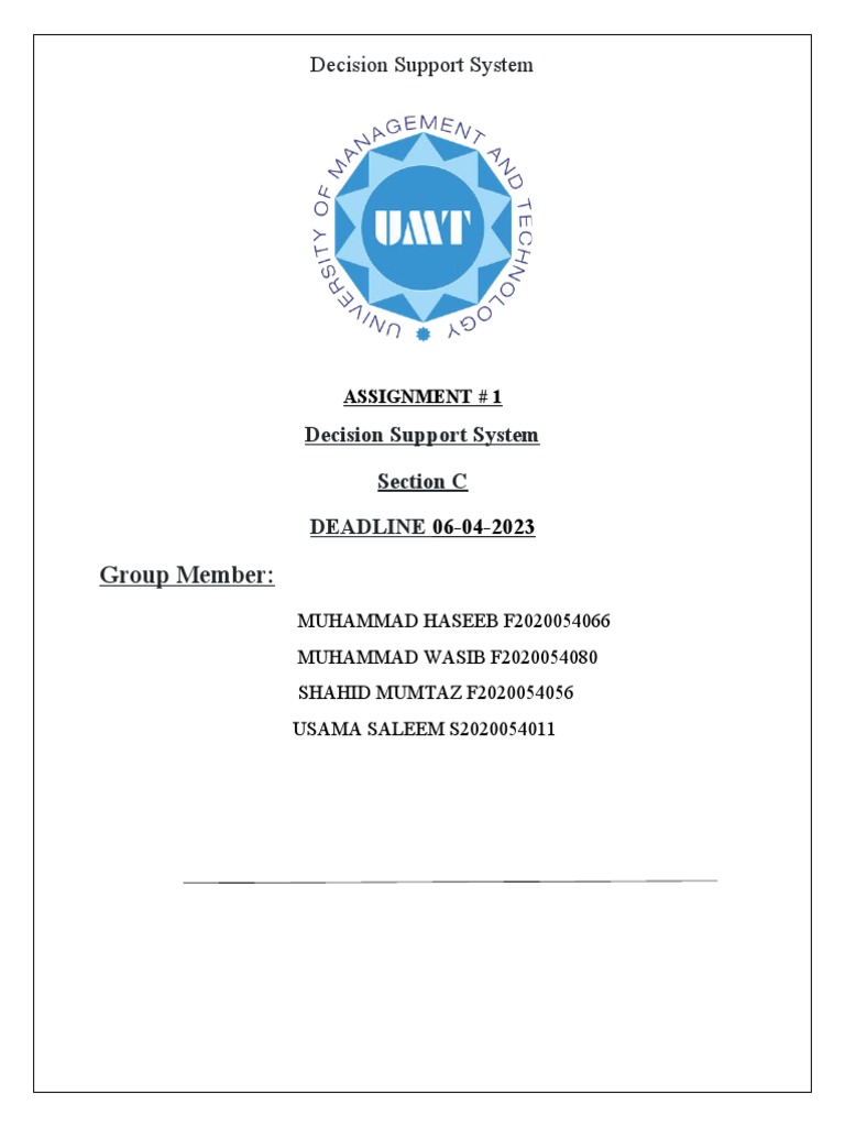 Group ASSIGNMENT 1 DSS | PDF | Decision Support System | Artificial Intelligence