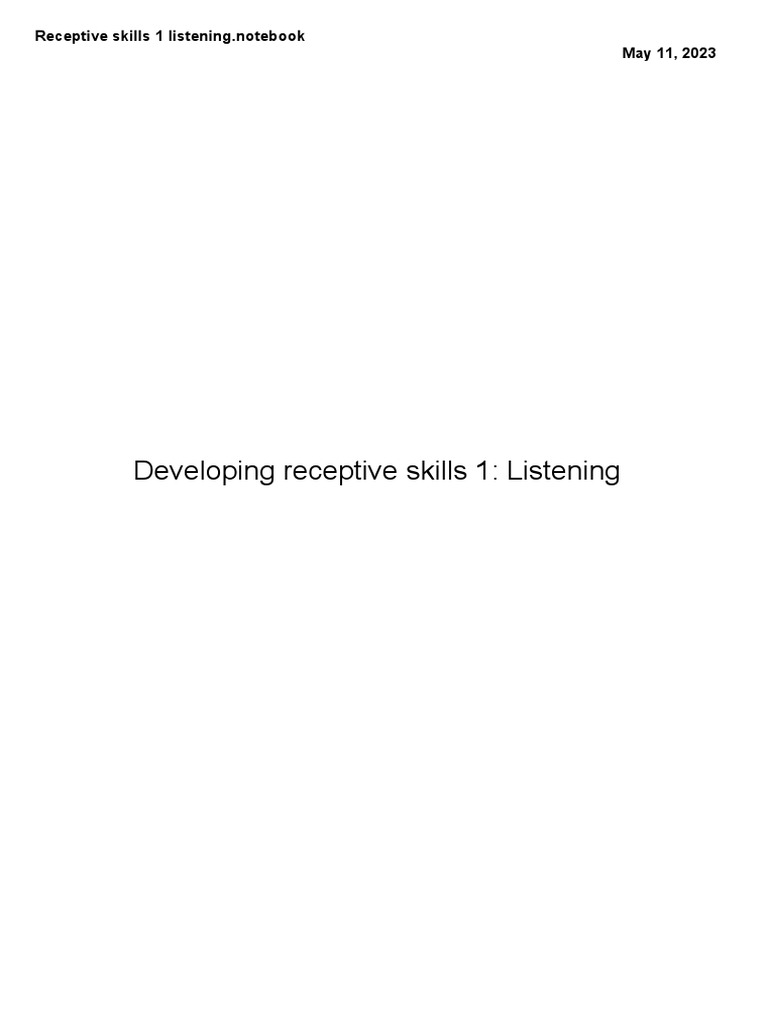 Receptive Skills 1 Listening | PDF