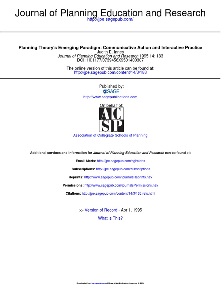 REF 6.23. Planning Theory - Emerging Paradigm Communicative Action and ...