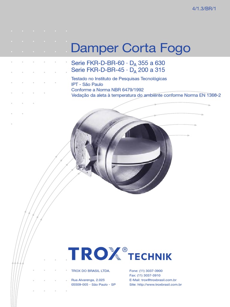 Damper Corta-Fogo TROX 60-45° | PDF | Ciências Físicas | Materiais