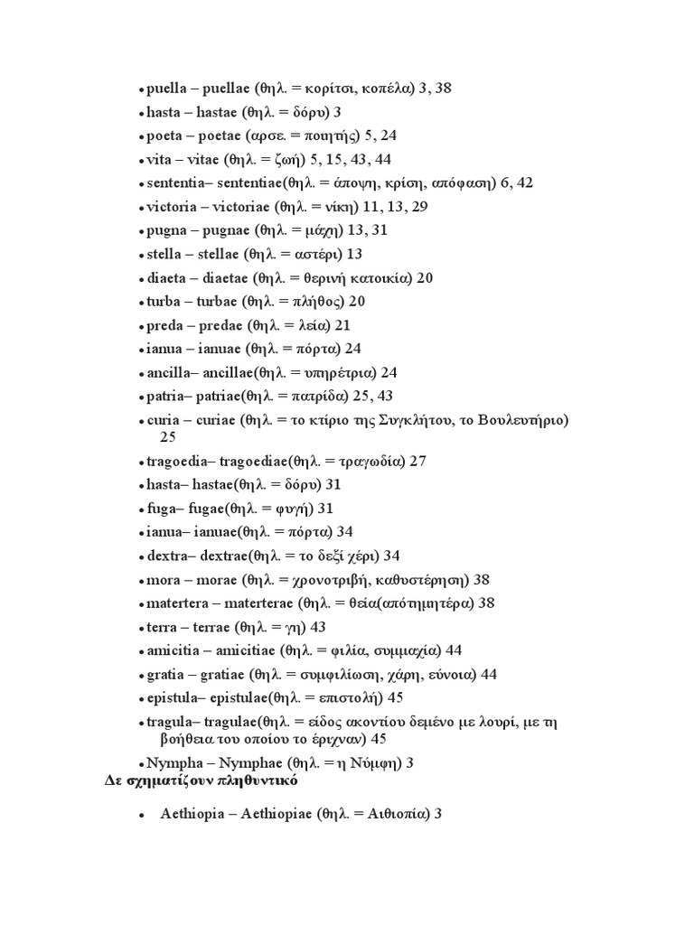 Α,Β κλίση λατινικά | PDF