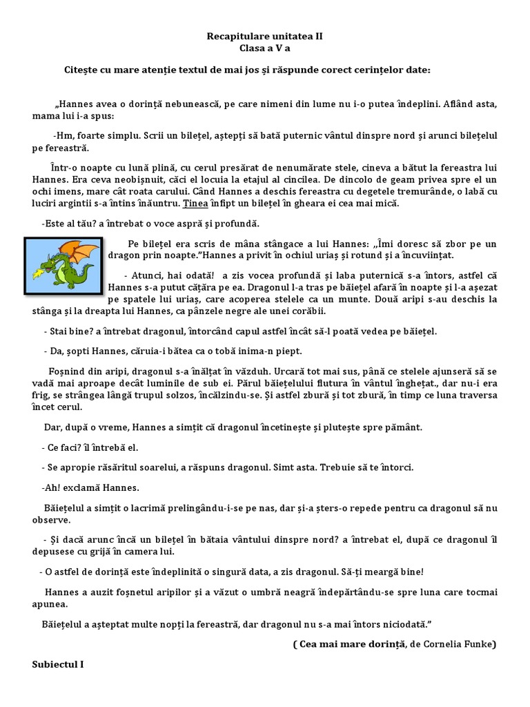 Recapitulare Unitateaii Clasa5 | PDF