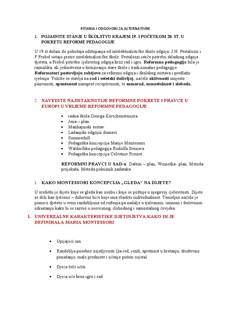 Pitanja I Odgovori Za Alternativne | PDF