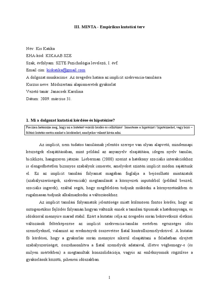 Minta Kutatasi Terv Emp | PDF