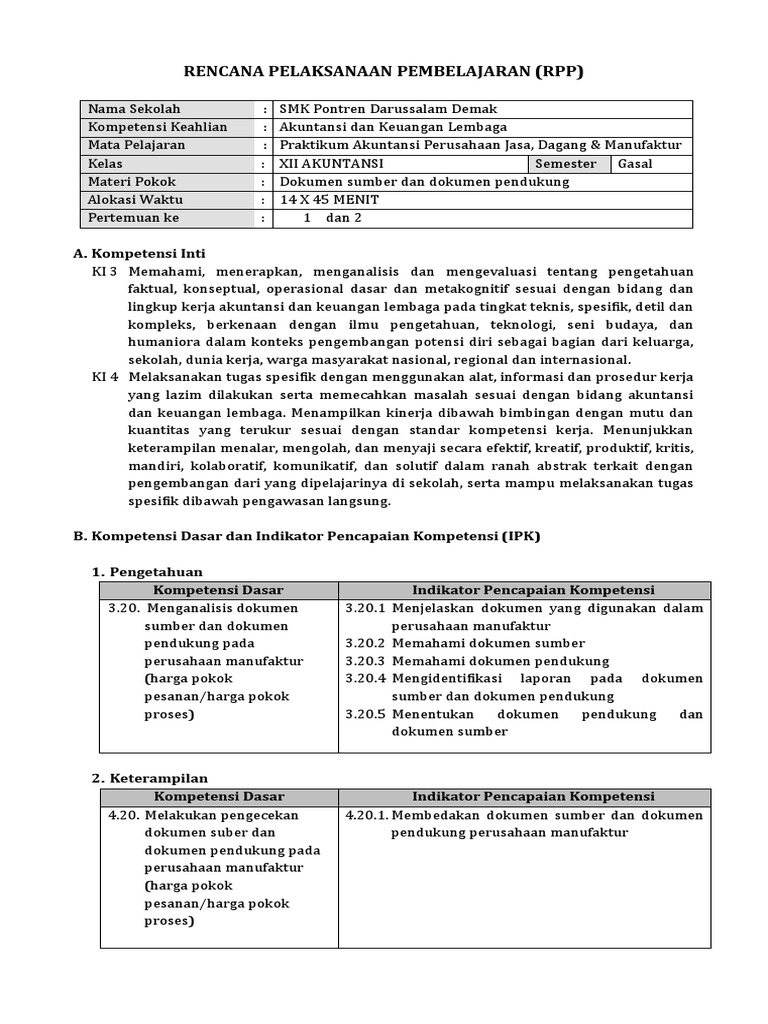 RPP Kelas Xii Praktikum | PDF