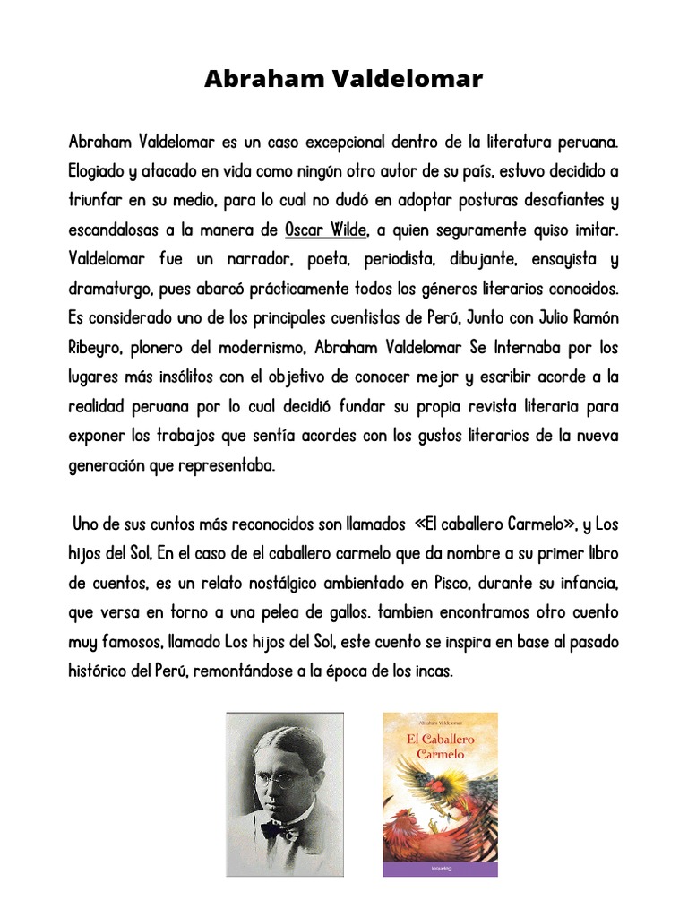 Abraham Valdelomar | PDF | Gabriel García Márquez | Escritura