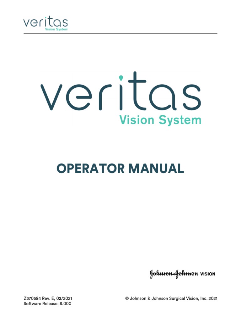 Veritas Operator Manual z370584 Rev e | PDF