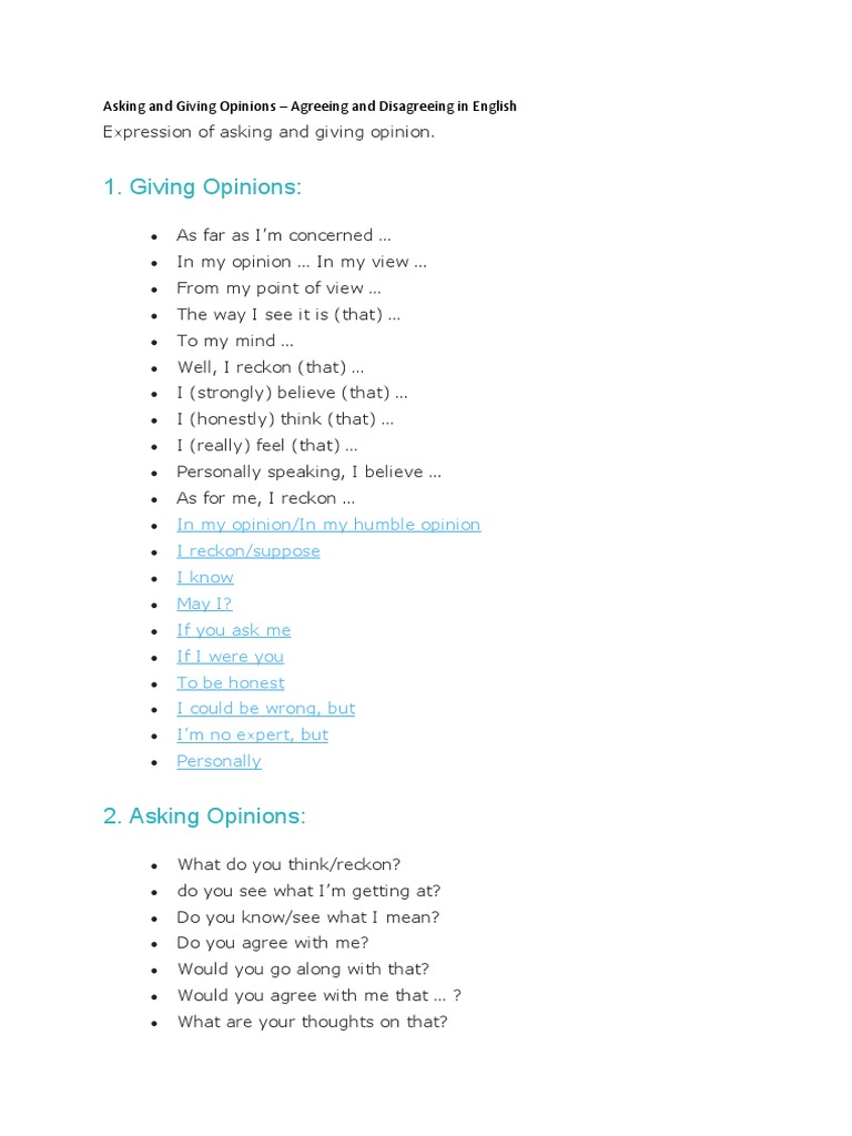Asking and Giving Opinions Docx | PDF | Expert | Argument