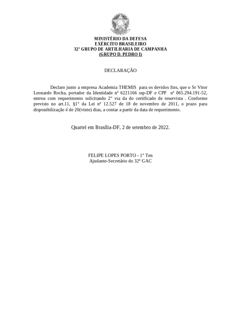 Modelo de Declaração Civil | PDF