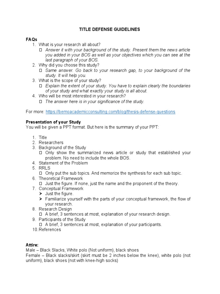 Title Defense Guidelines | PDF | Science | Cognition