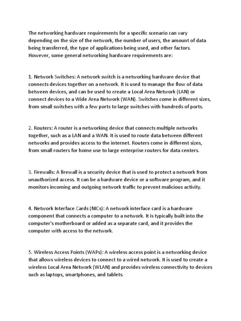 The Networking Hardware Requirements | PDF