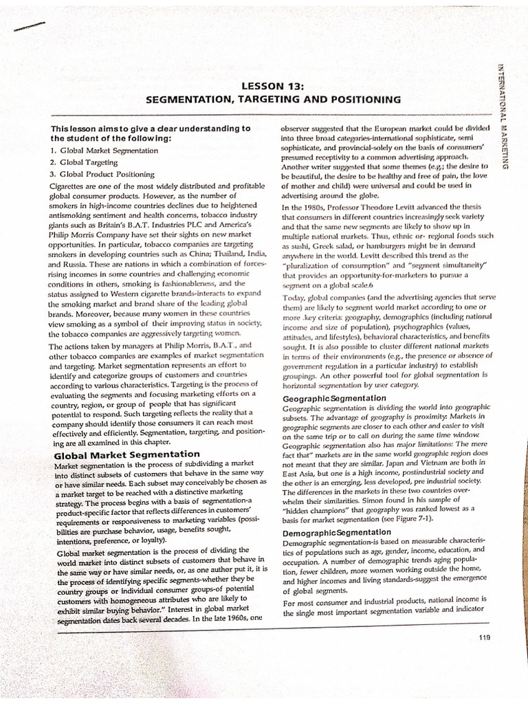 Segmentation, Targeting and Positioning | PDF