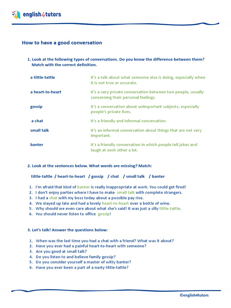 How To Have A Good Conversation Teacher S Version | PDF | Conversation ...