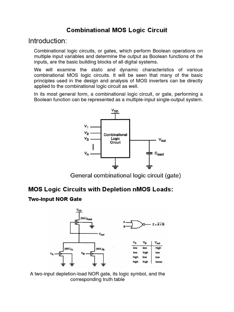 Combinational MOS Logic Circuit | PDF