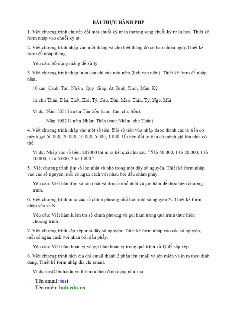 Bai Tap PHP | PDF