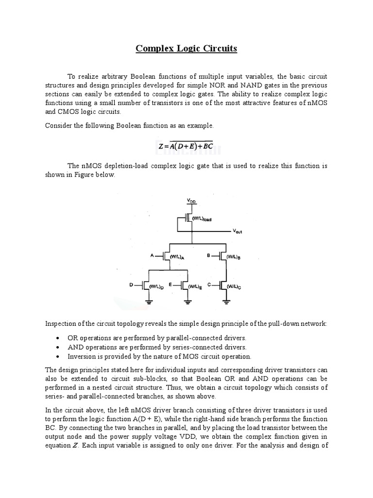 Complex Logic Circuits | Download Free PDF | Logic Gate | Mosfet