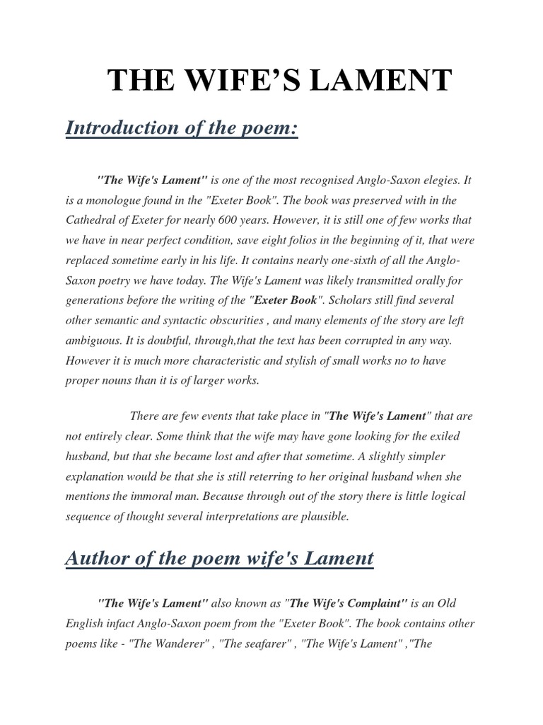 Wifes Lament | PDF