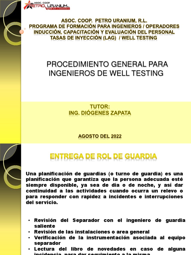 Procedimiento General para Procesos de Well Testing | PDF