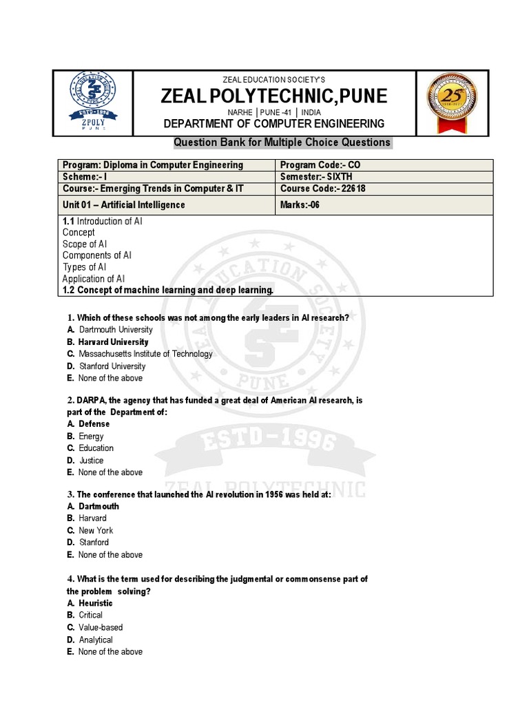 Ty Comp Sem Vi Eti 225618 MCQ Bank | PDF