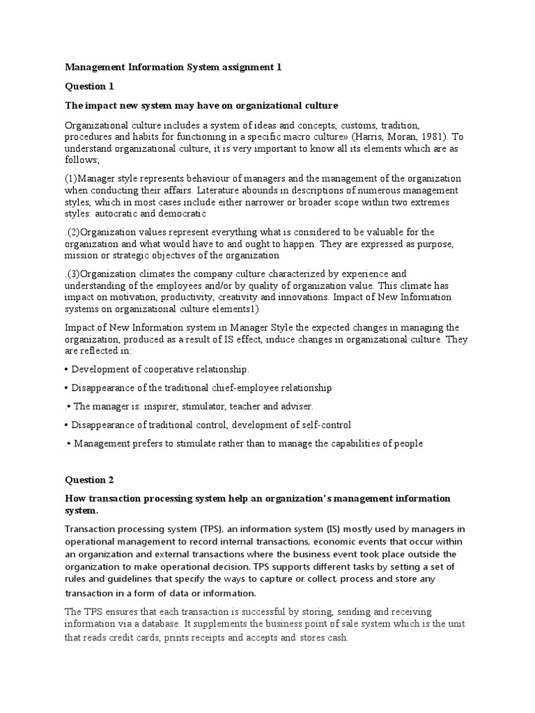 Management Information System Assignment 1 | Download grátis PDF ... Management Information System Assignment 1 | Download grátis PDF ...