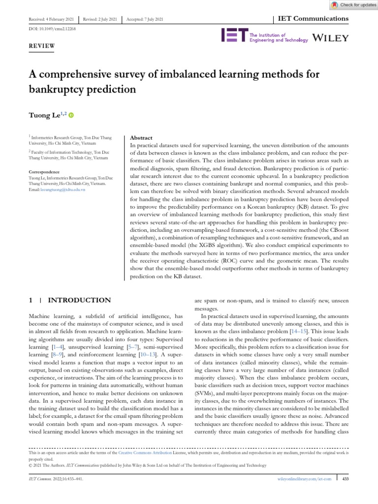 IET Communications - 2021 - Le - A Comprehensive Survey of Imbalanced Learning Methods For ...