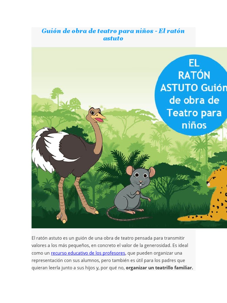El ratón astuto: obra de teatro infantil | PDF