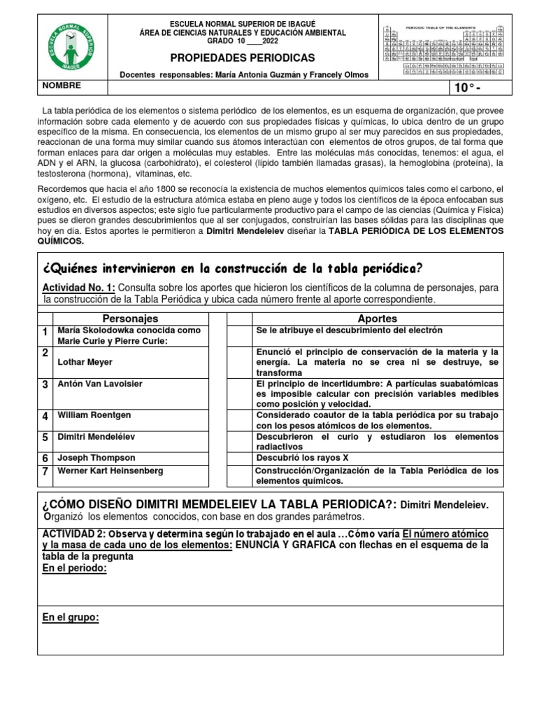 Guia Tabla Periodica Todo Lo Que Necesitas de La Tabla | PDF | Tabla ...