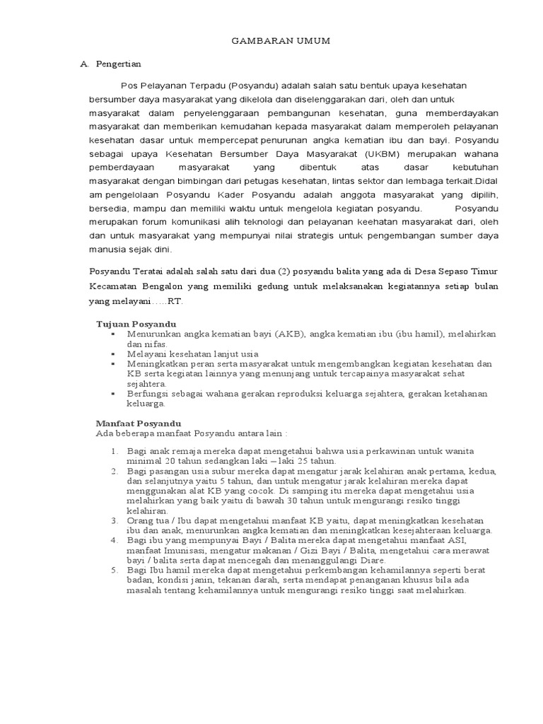 Manfaat dan Tujuan Posyandu Teratai | PDF