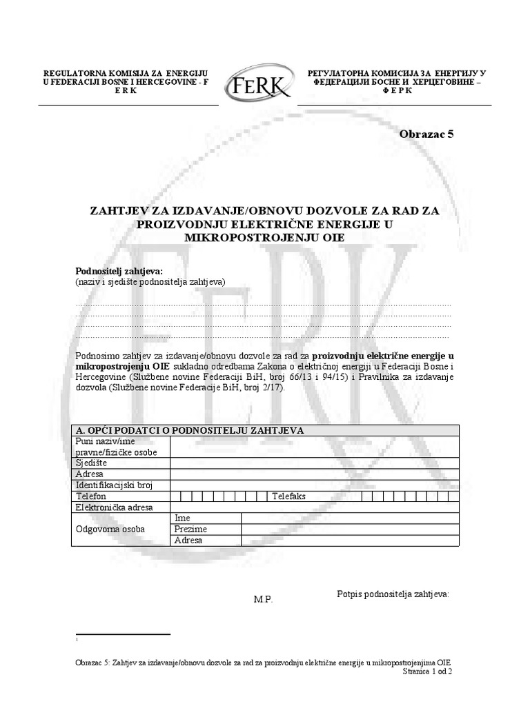 Obrazac 5 Zahtjev Mikroproizvodjac HR | PDF